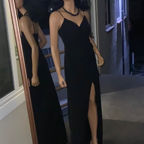 Emerald Sundae | Dresses | Emerald Sundae Black Split Leg Evening Dress ...